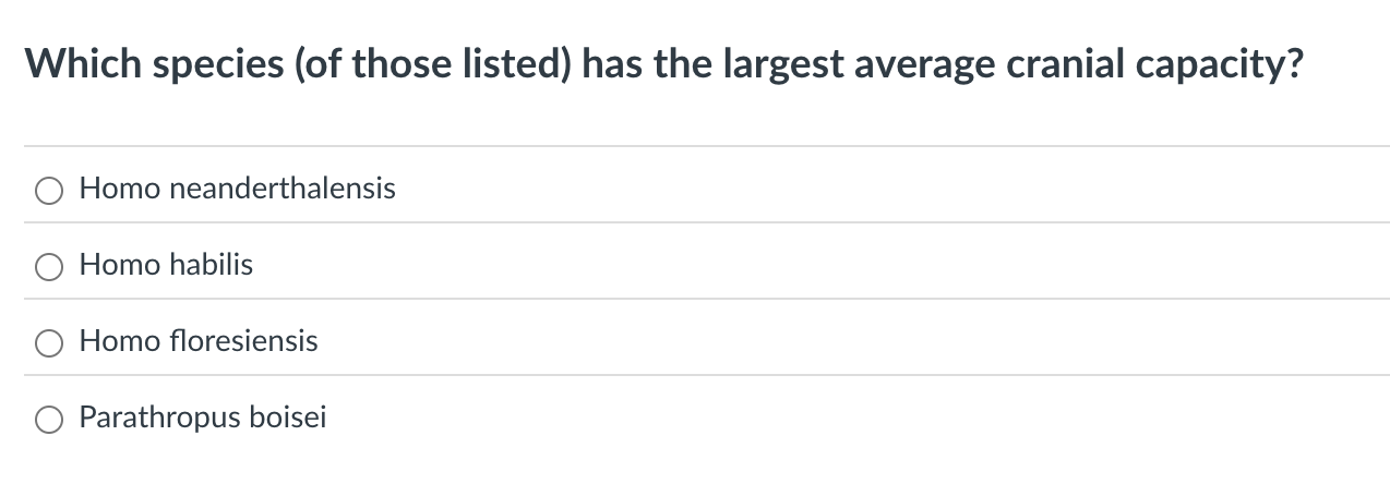 Solved Which species (of those listed) ﻿has the largest | Chegg.com