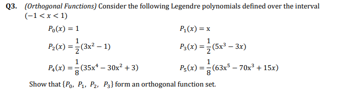 Solved Q3. (Orthogonal Functions) ﻿Consider the following | Chegg.com