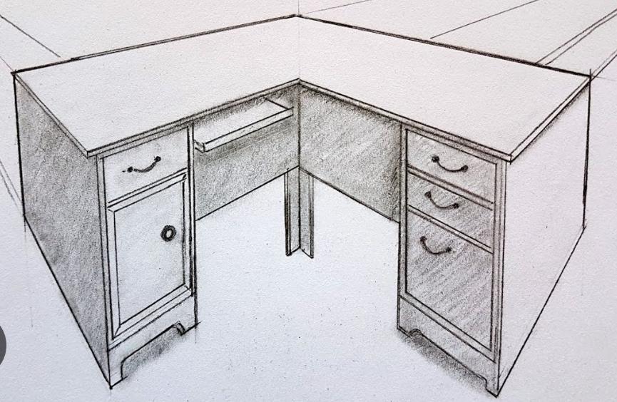 Solved Draw and design a basic desk and chair and sketch | Chegg.com