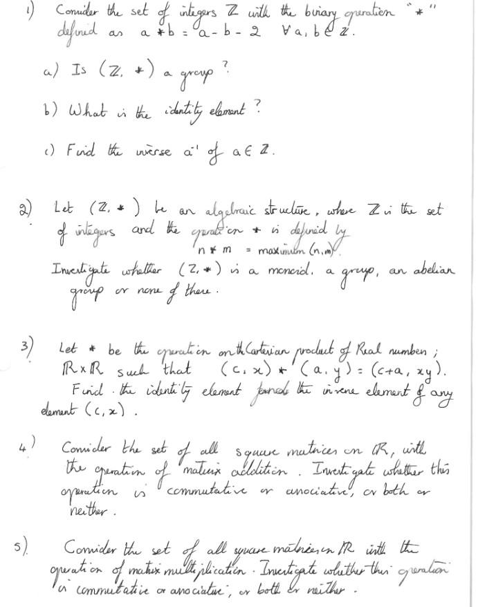 Solved 1) Conider the set of integers Z with the bviary | Chegg.com