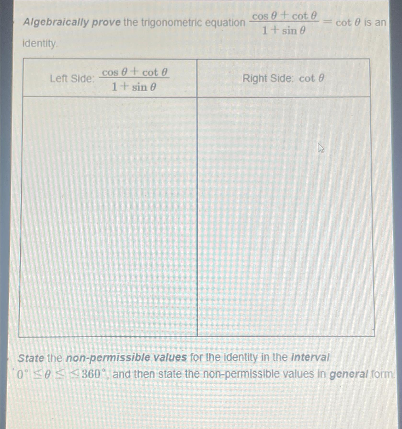 Solved Algebraically prove the trigonometric equation | Chegg.com