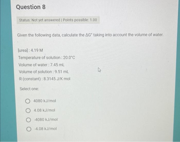 Given the following data, calculate the ΔG∘ taking | Chegg.com