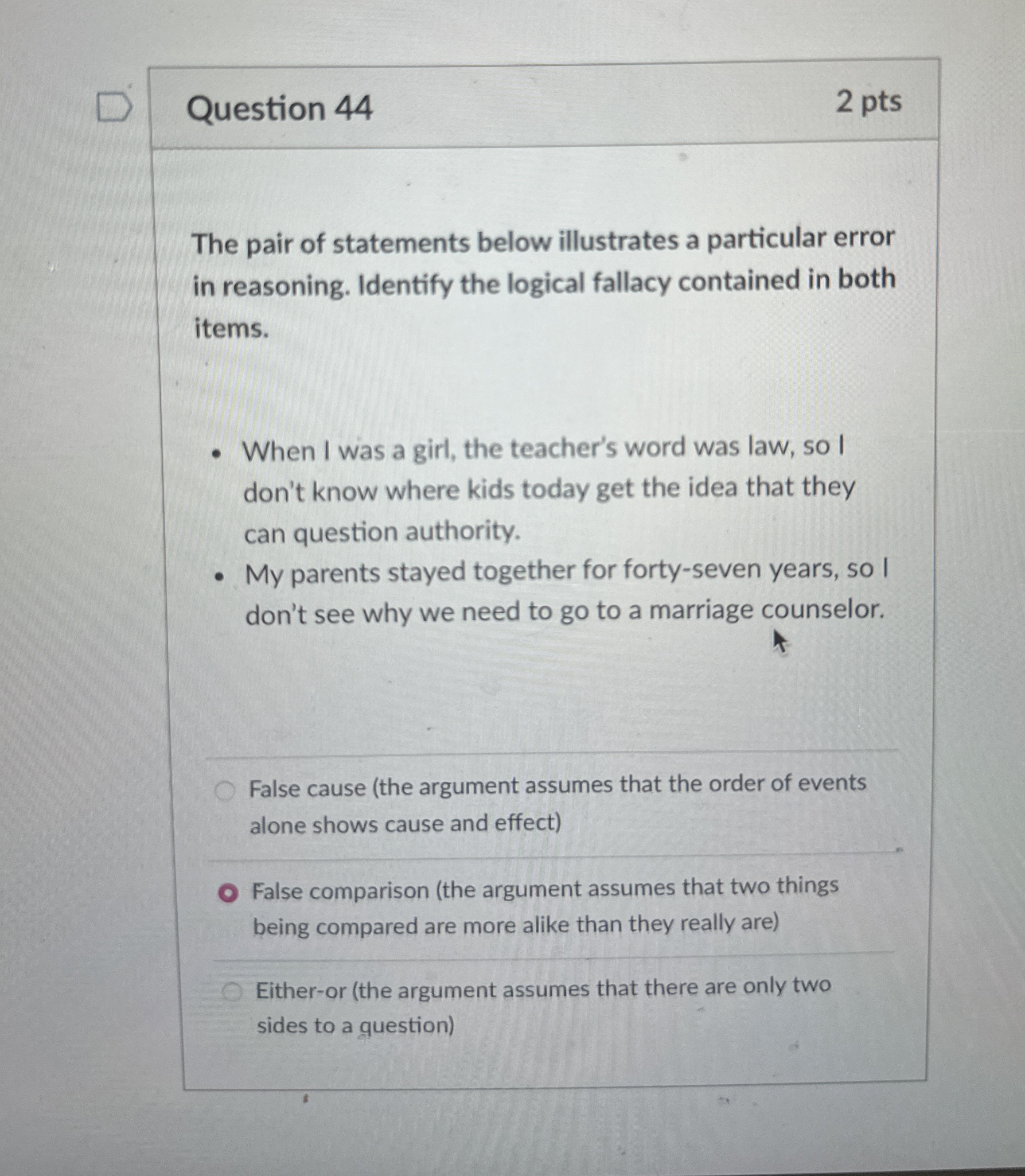 Solved Question 442 ﻿ptsThe pair of statements below | Chegg.com