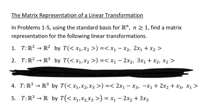 Solved The Matrix Representation of a Linear Transformation | Chegg.com