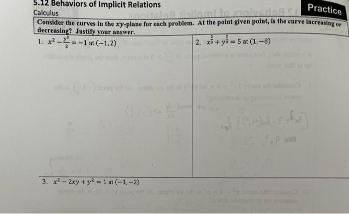 Solved Practice 5.12 Behaviors of Implicit Relations | Chegg.com