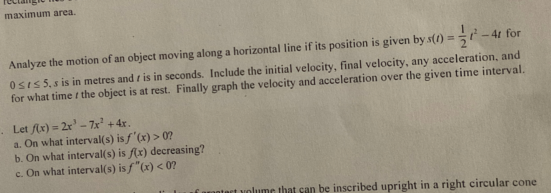 Solved maximum area.Analyze the motion of an object moving | Chegg.com