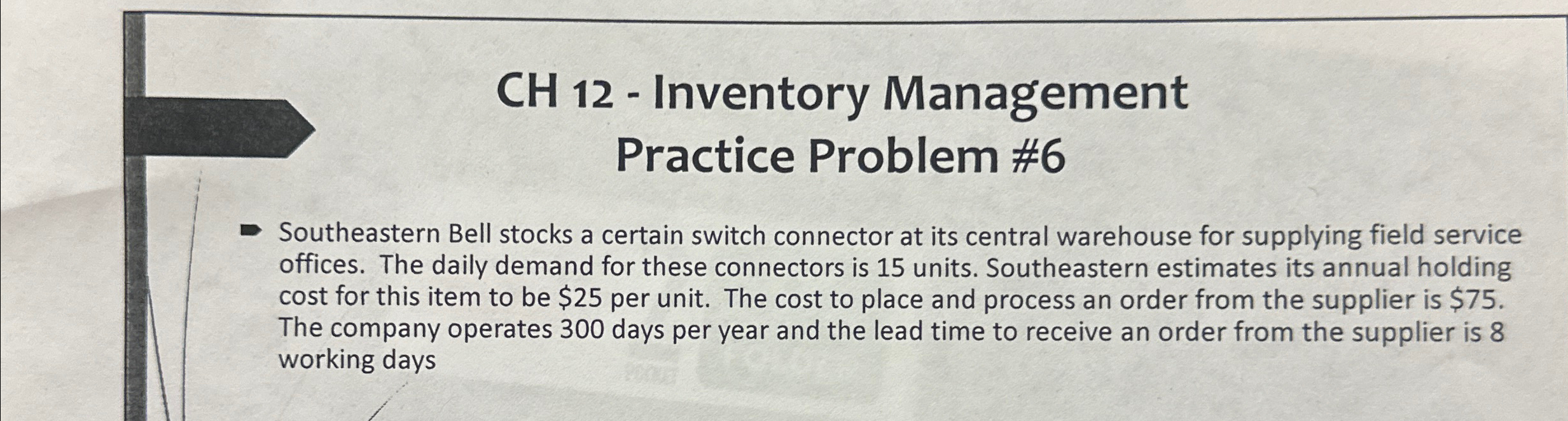 Solved CH 12 - ﻿Inventory Management Practice Problem | Chegg.com