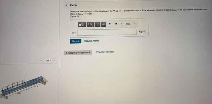 Solved Part A the W12 x 14 beam will support the allowable | Chegg.com
