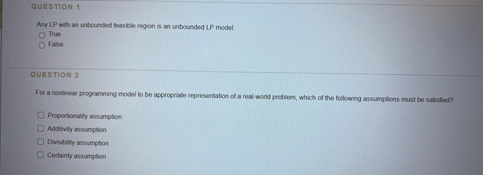 Solved QUESTION 1 Any LP with an unbounded feasible region | Chegg.com