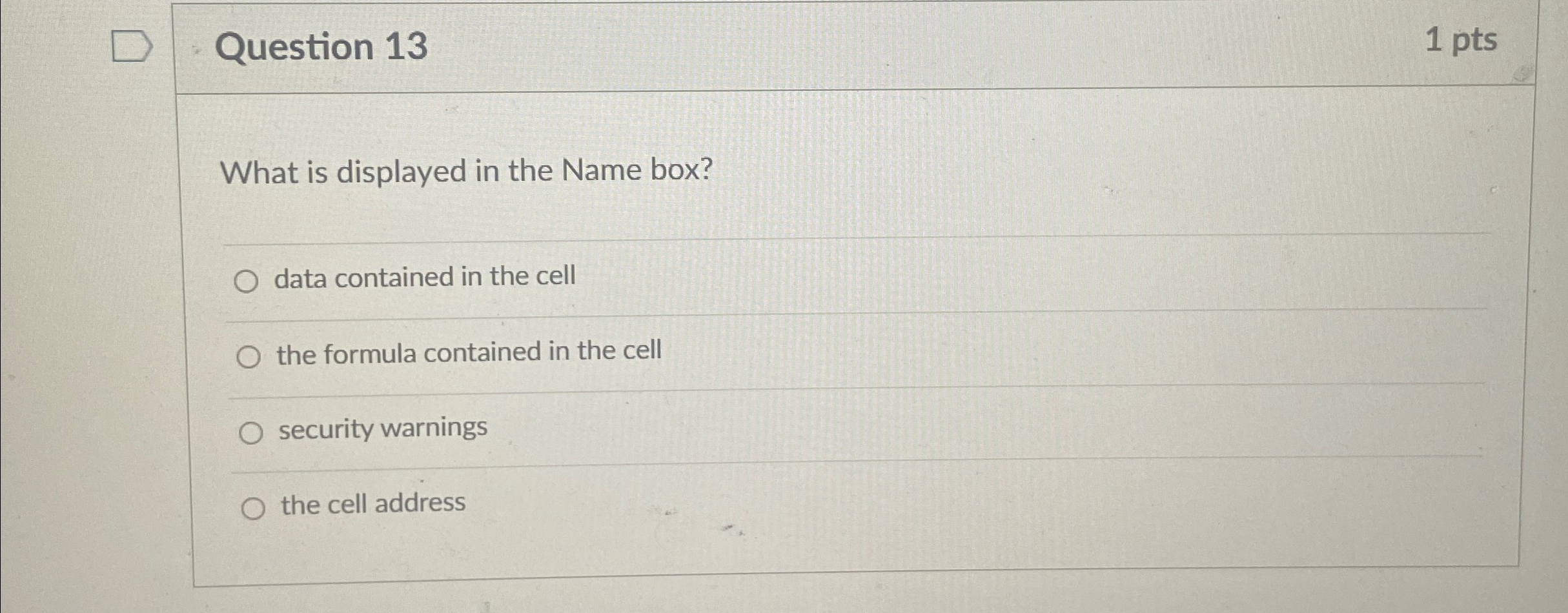 Solved Question 131 ﻿ptsWhat is displayed in the Name | Chegg.com