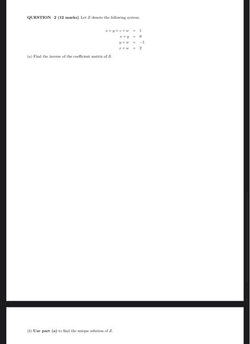 Solved QUESTION 2 (12 marks) Let $ dhuote the folbsing | Chegg.com