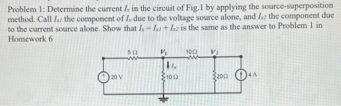 Solved Problem 1: Determine the current Ix in the circuit of | Chegg.com
