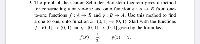 Solved 9. The proof of the Cantor-Schröder-Bernstein theorem | Chegg.com