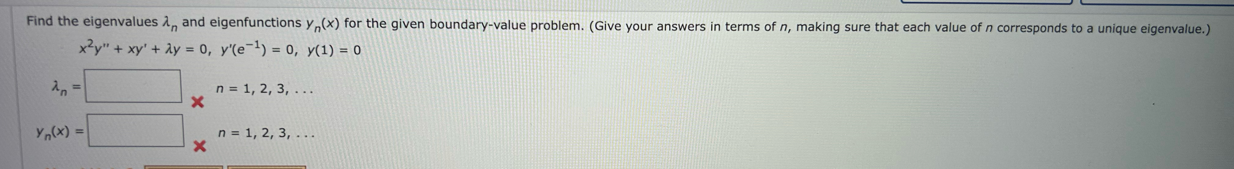 Solved Find The Eigenvalues λn ﻿and Eigenfunctions Ynx 