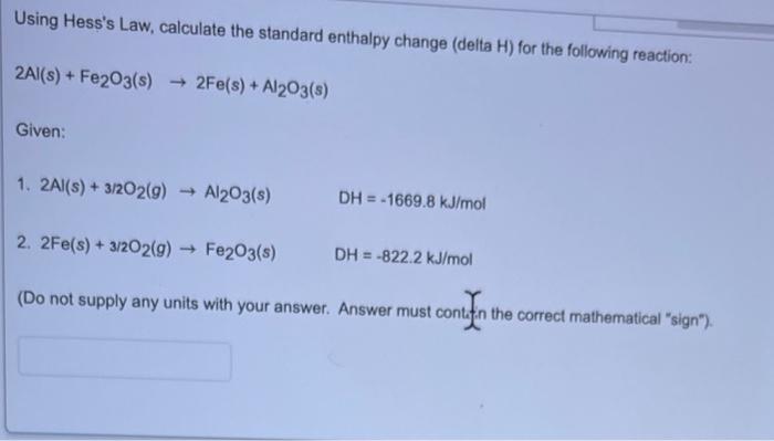 Solved Using Hess's Law, calculate the standard enthalpy | Chegg.com