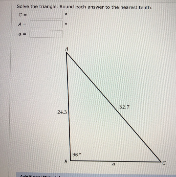 Solved Solve the triangle. Round each answer to the nearest | Chegg.com
