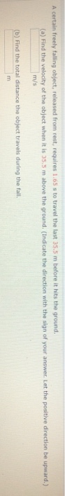 Solved A certain freely falling object, released from rest, | Chegg.com