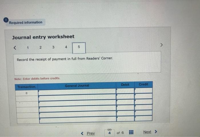 Solved Required information Journal entry worksheet