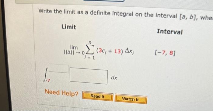 Solved Write the limit as a definite integral on the | Chegg.com