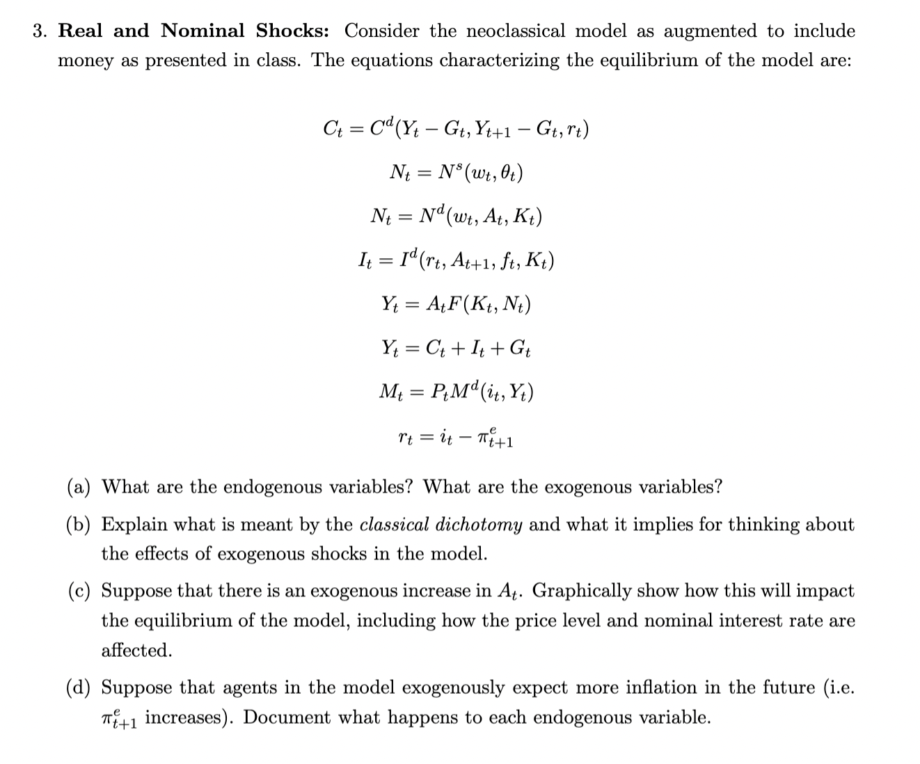 Solved Real and Nominal Shocks: Consider the neoclassical | Chegg.com
