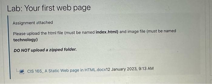 Solved Lab: Your first web page Assignment attached Please | Chegg.com