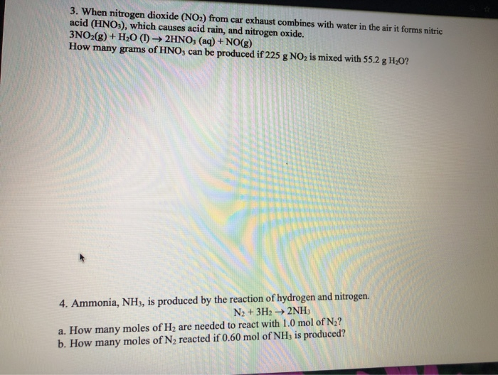 Solved 3. When nitrogen dioxide (NO2) from car exhaust | Chegg.com