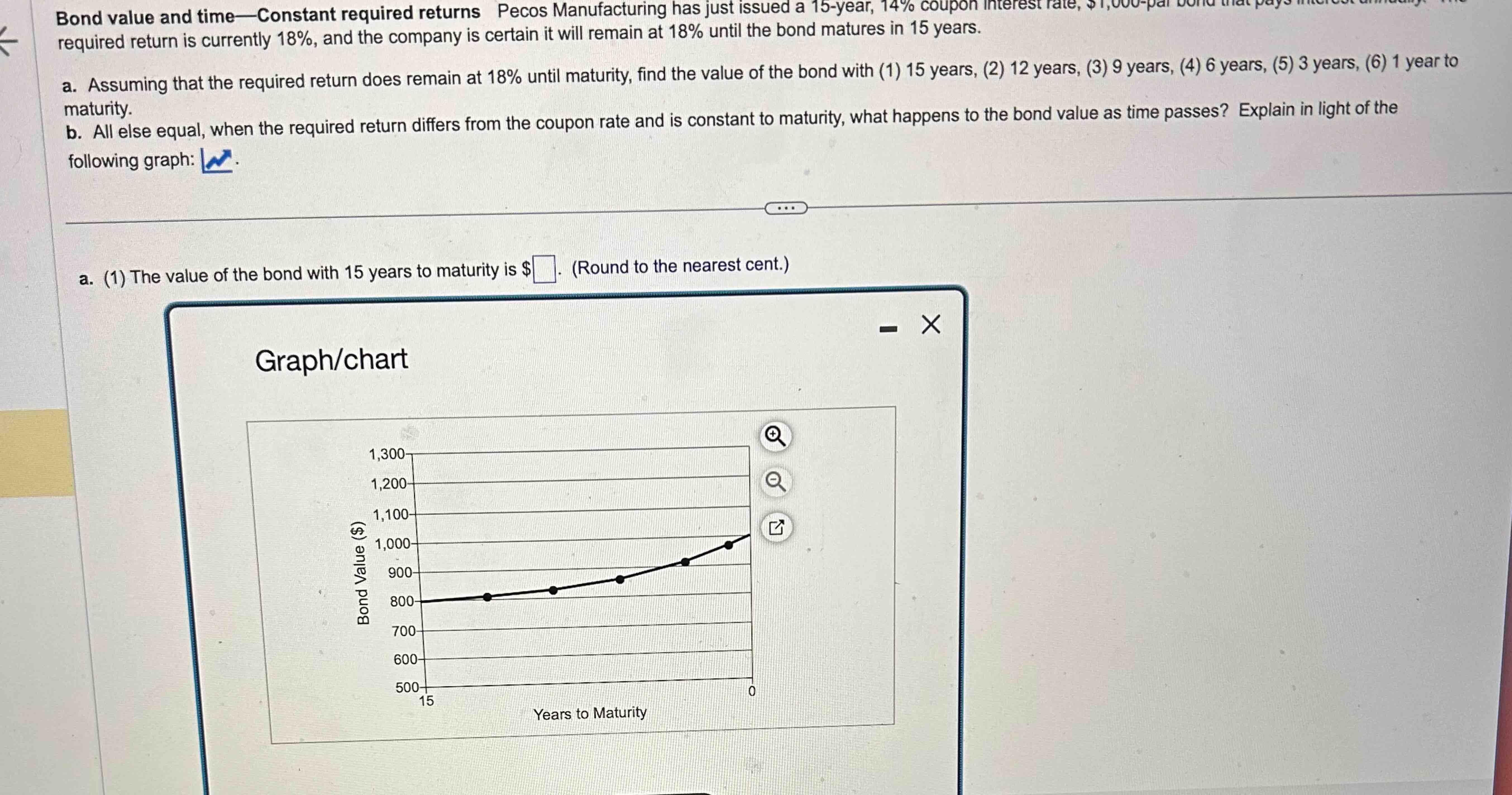 Solved Bond value and time-Constant required returns Pecos | Chegg.com