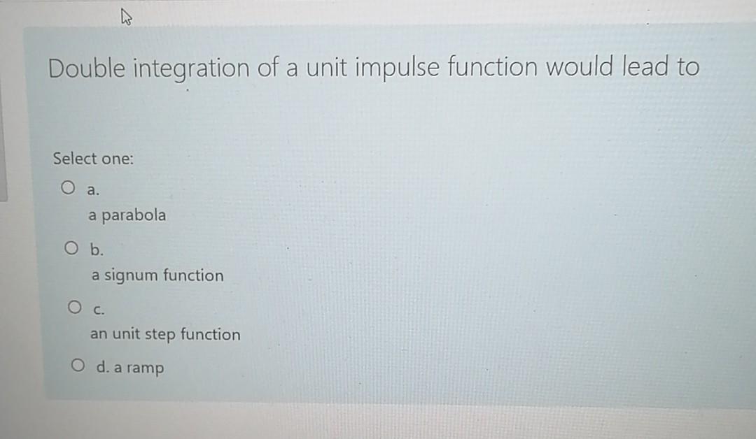 Solved Double integration of a unit impulse function would | Chegg.com