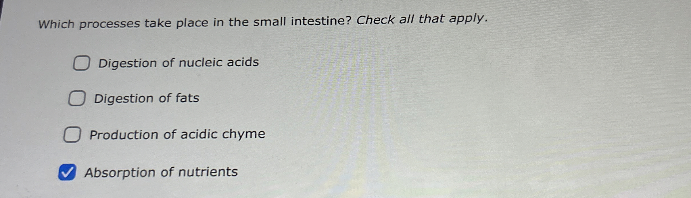 Solved Which processes take place in the small intestine? | Chegg.com