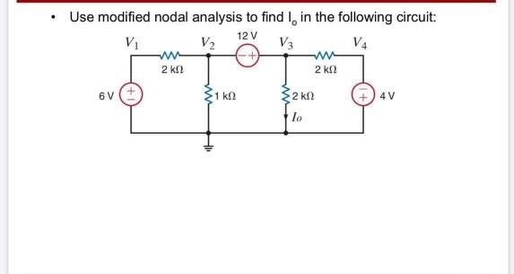 Solved 12 V Use modified nodal analysis to find I, in the | Chegg.com