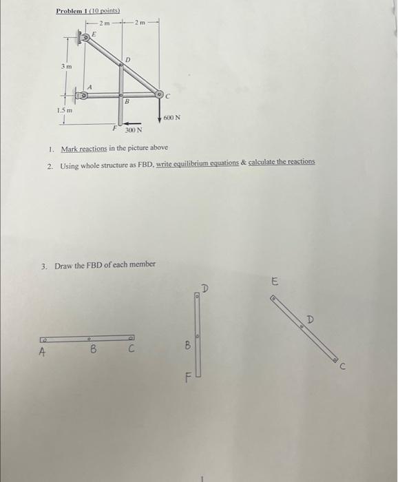 Solved 2. Problem 1 (10 points) - 2 m A 3 m 1.5 m E O O D B | Chegg.com