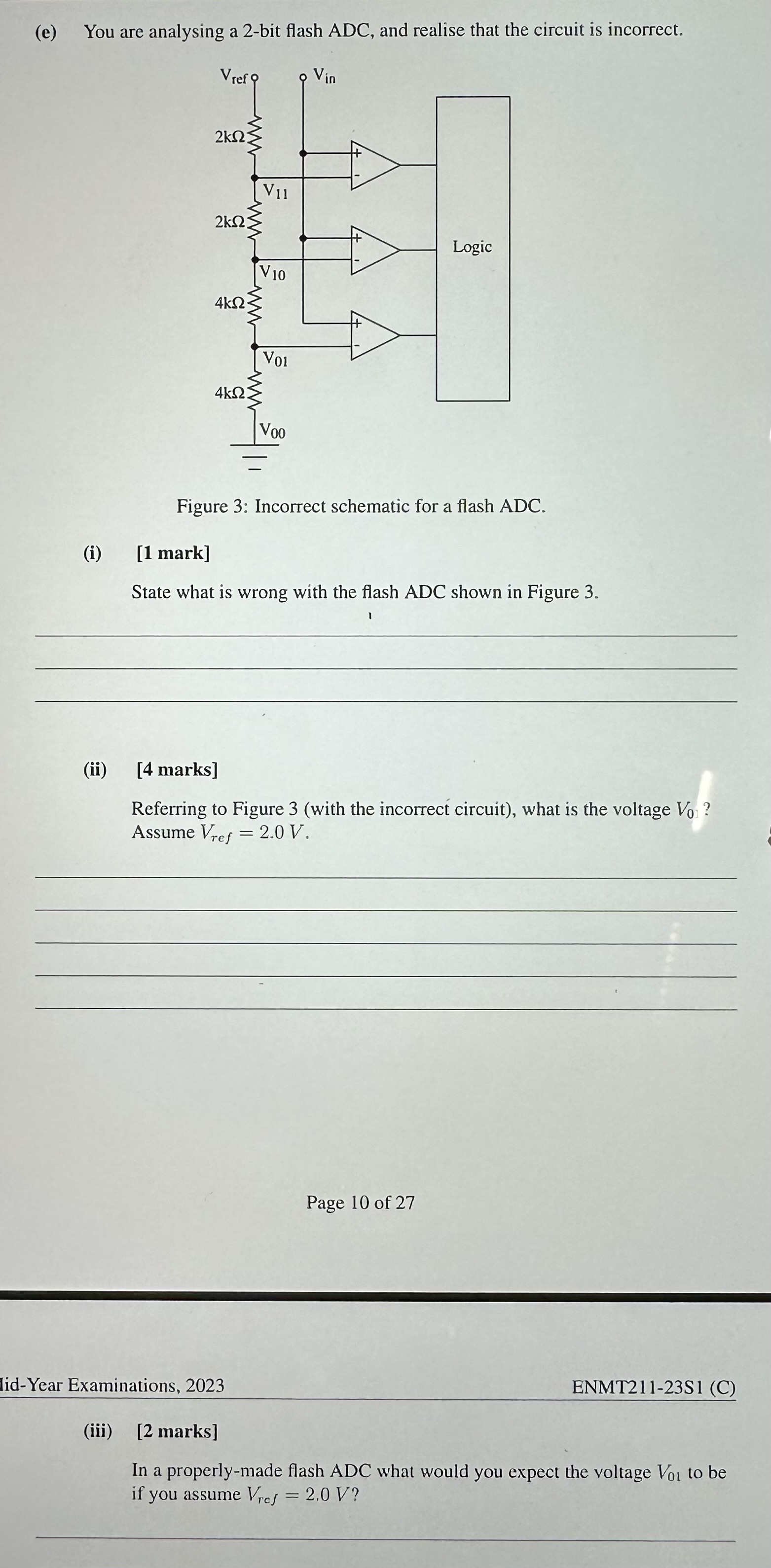 Solved (iii) [2 ﻿marks]In a properly-made flash ADC what | Chegg.com