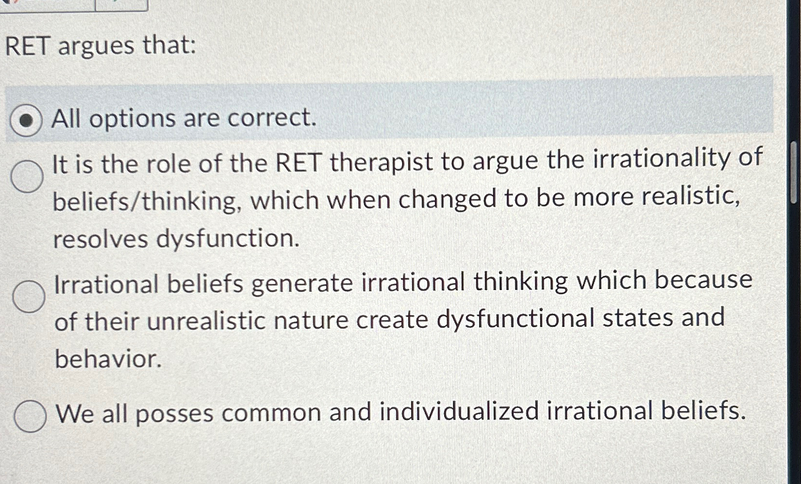 Solved RET argues that:All options are correct.It is the | Chegg.com