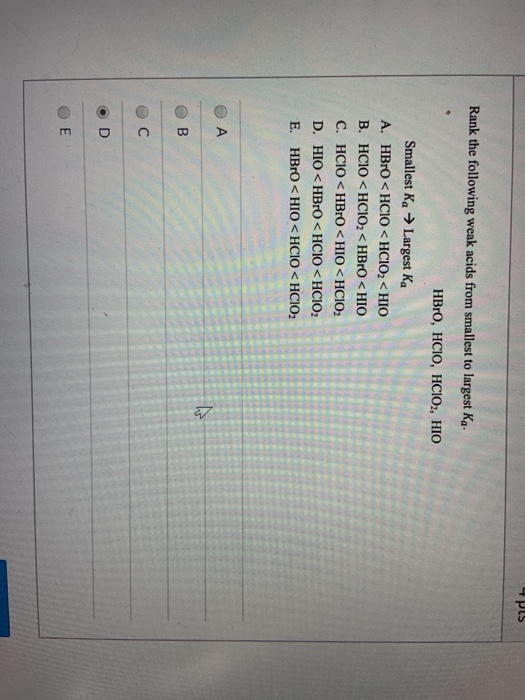 Solved Rank the following weak acids from smallest to | Chegg.com