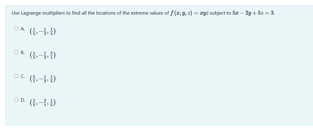 Solved Use Lagrange multipliers to find all the locations of | Chegg.com