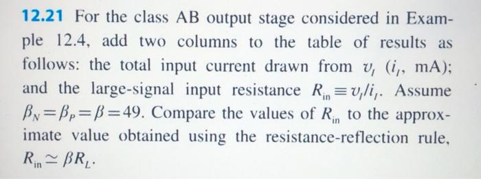 Solved 12.21 For the class AB output stage considered in | Chegg.com