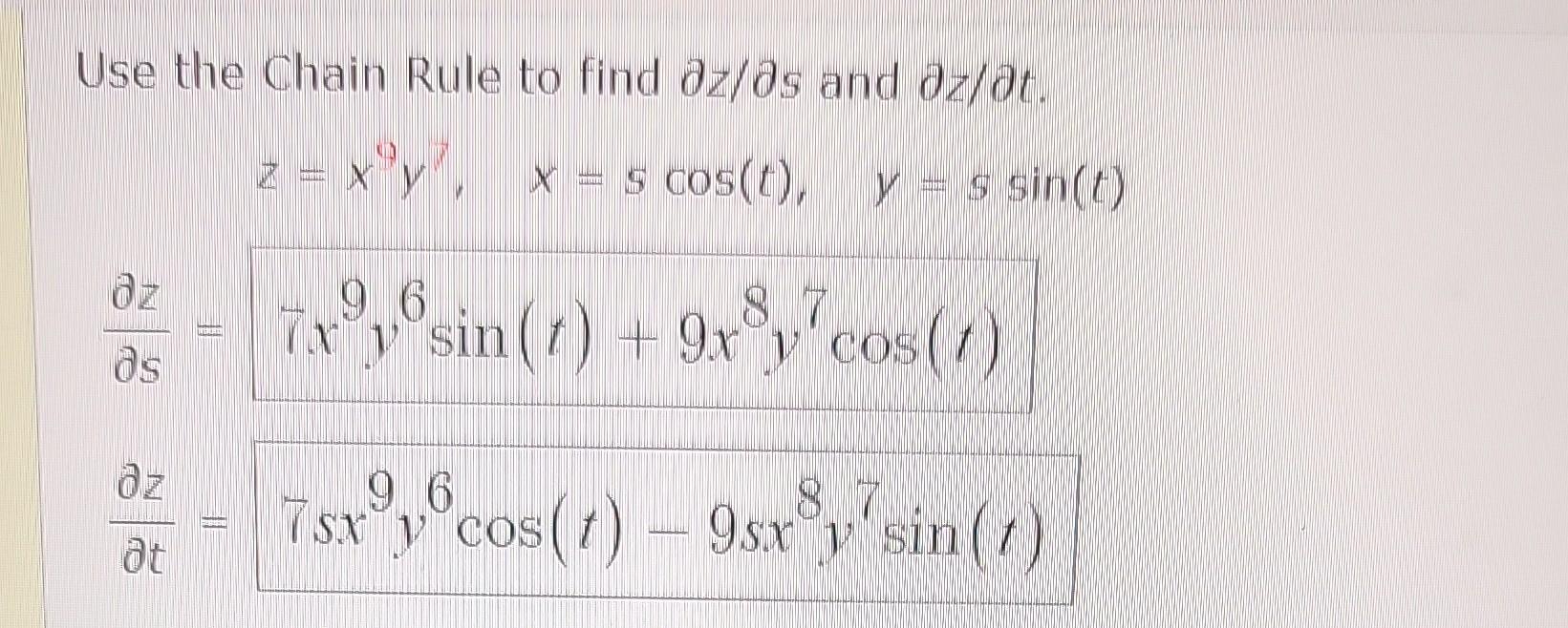 Solved Use the Chain Rule to find ∂z/∂s and ∂z/∂t. | Chegg.com