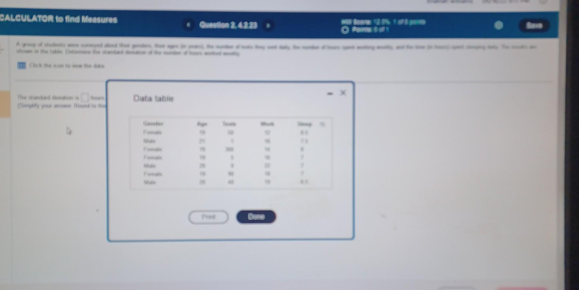 Solved shown in the table. Determine the standard deviation | Chegg.com