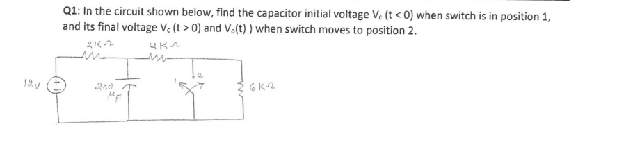 Solved Q1: In the circuit shown below, find the capacitor | Chegg.com