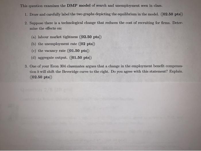 This question examines the DMP model of search and | Chegg.com
