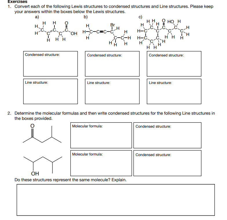 Solved Convert each of the following Lewis structures to | Chegg.com