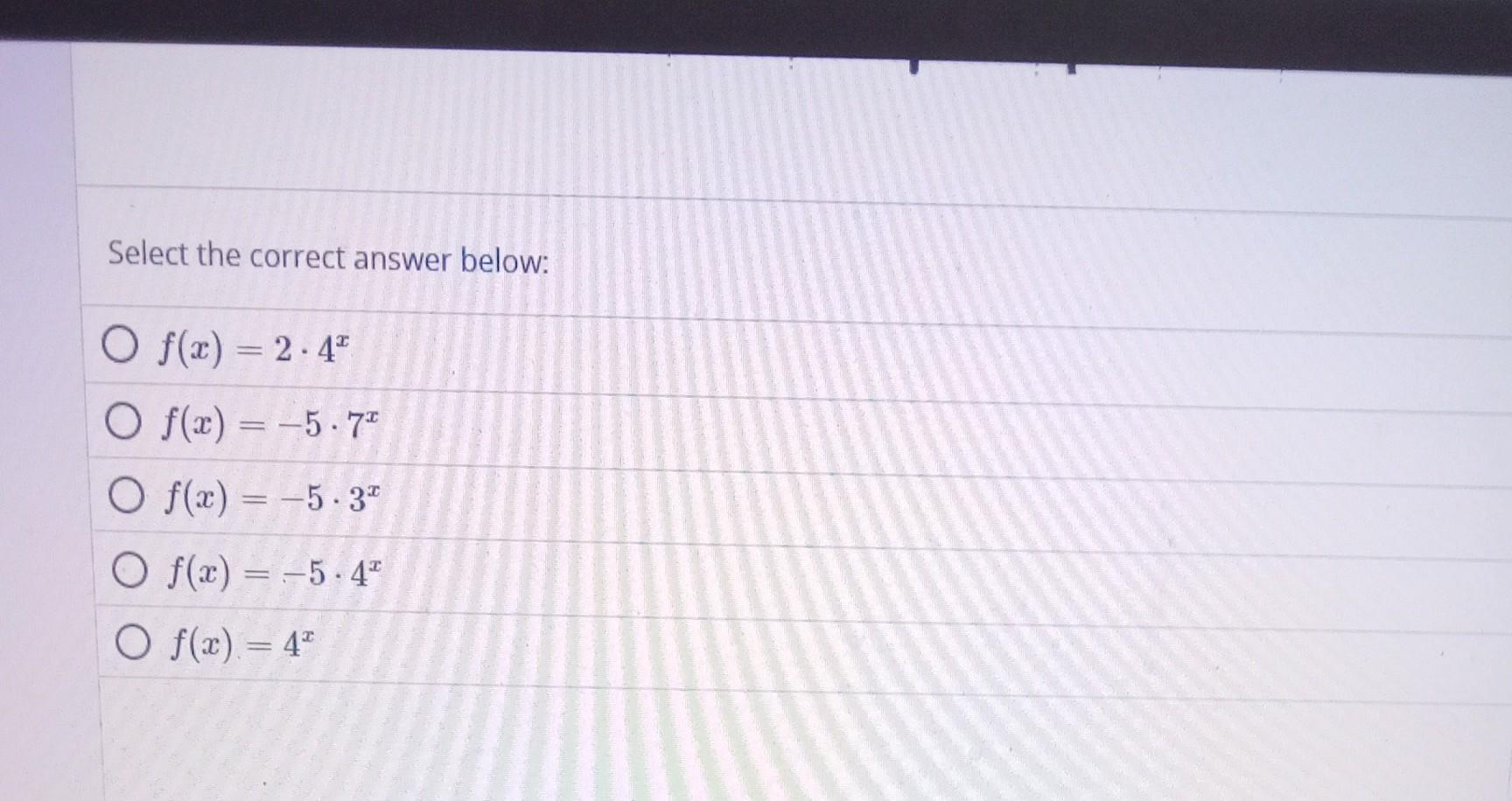 Solved Which of the following gives the exponential function | Chegg.com