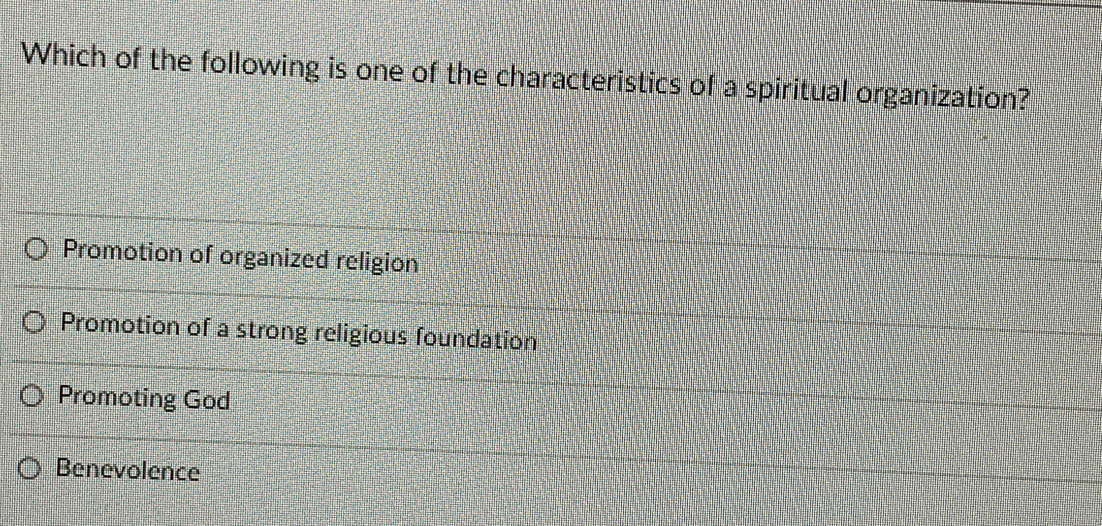 Solved Which of the following is one of the characteristics | Chegg.com
