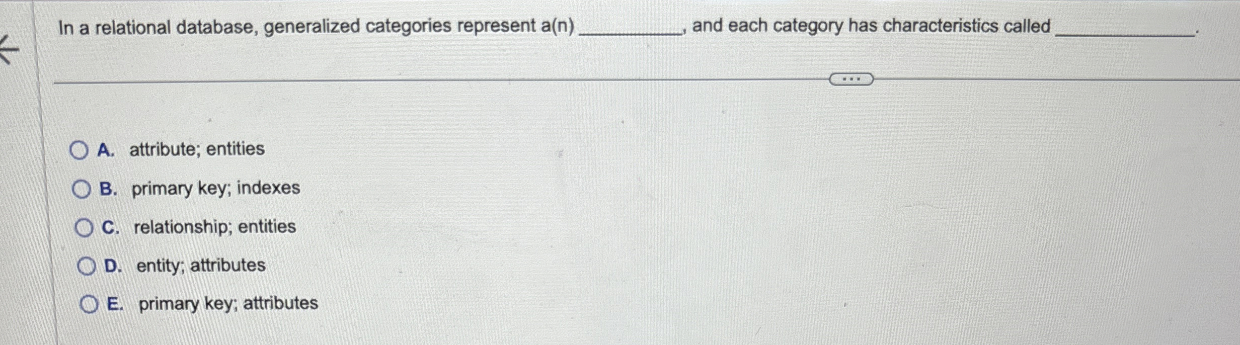 Solved In a relational database, generalized categories | Chegg.com