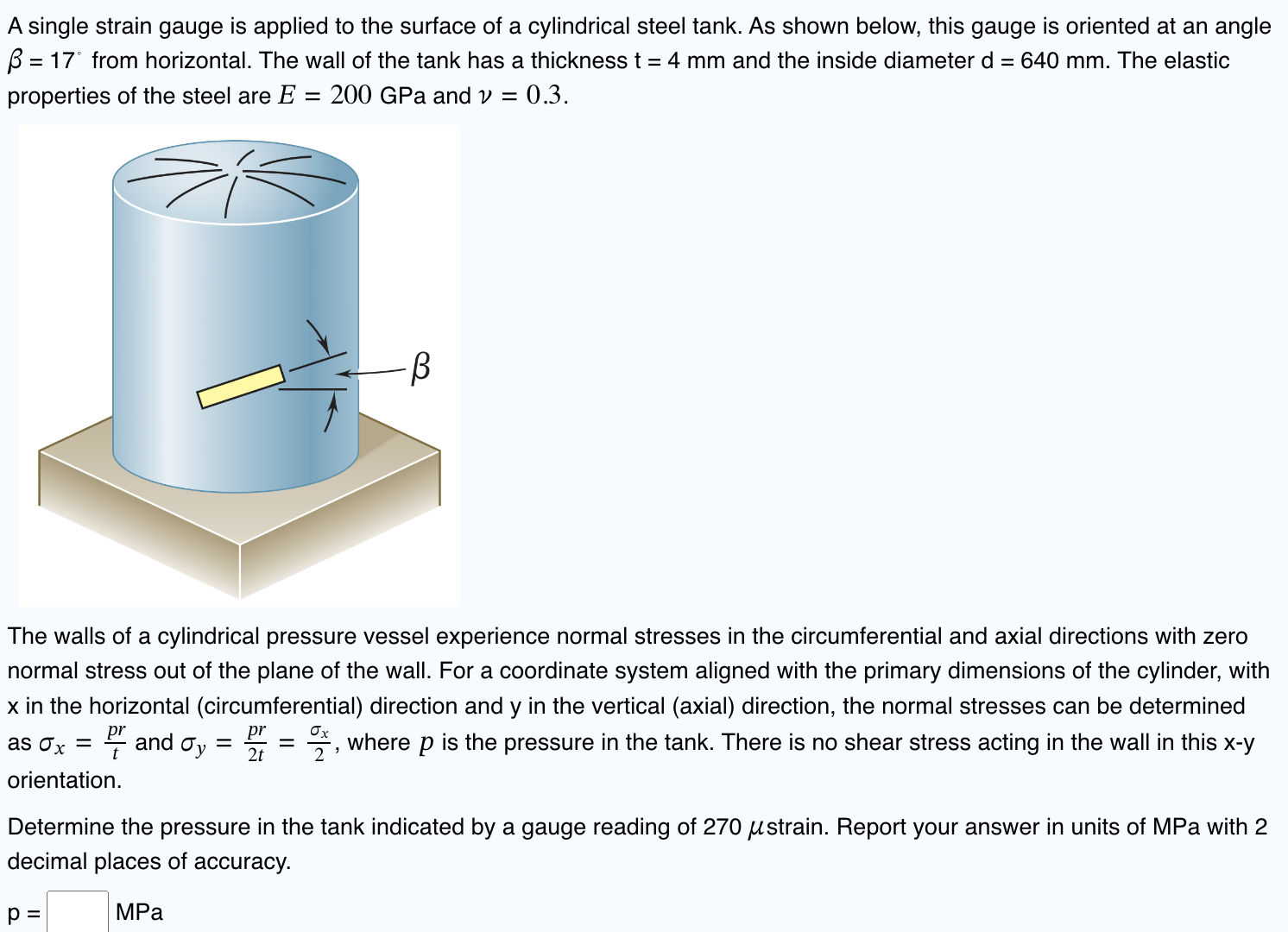 Solved The walls of a cylindrical pressure vessel experience | Chegg.com