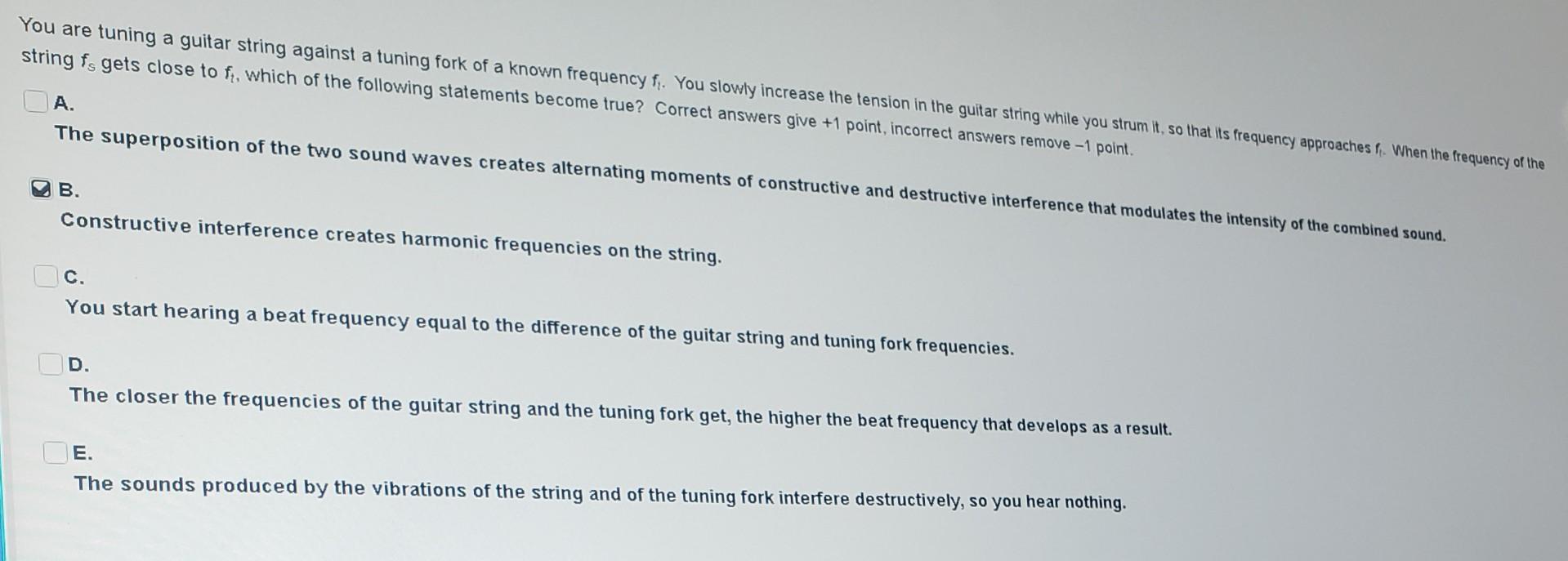 Solved You are tuning a guitar string against a tuning fork | Chegg.com