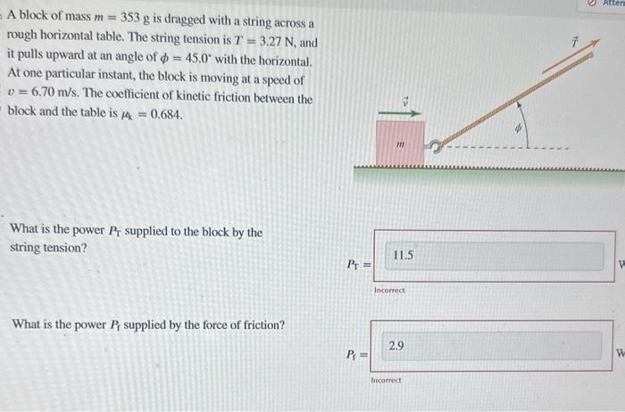 Solved A block of mass m=353 g is dragged with a string | Chegg.com