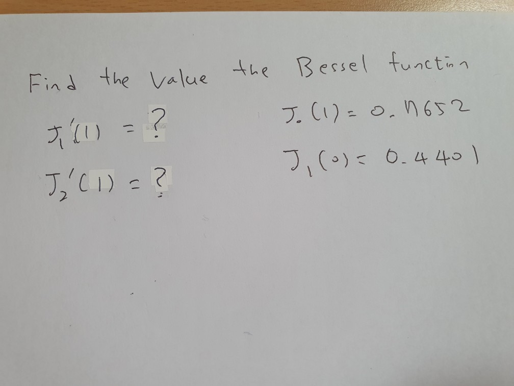 Solved the Bessel function Find the value Jo (1)= o. 1652 0 | Chegg.com