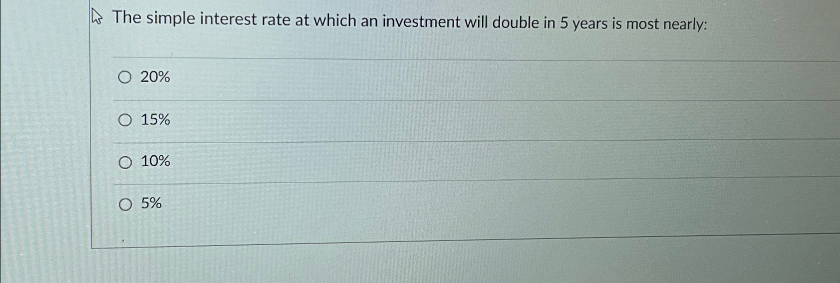 The simple interest rate at which an investment will | Chegg.com