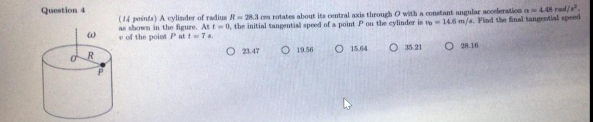 Solved Question 4(14 ﻿points) ﻿A cylinder of radius R=28.3cm | Chegg.com